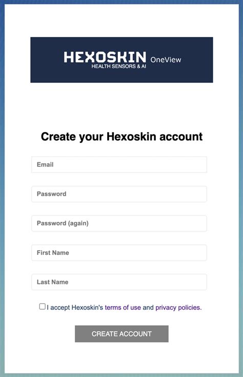Creating A Hexoskin Account On Oneview