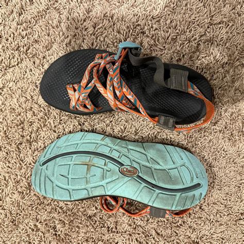 Orange And Blue Chacos Depop