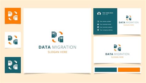 Premium Vector Data Migration Logo Design With Editable Slogan Branding