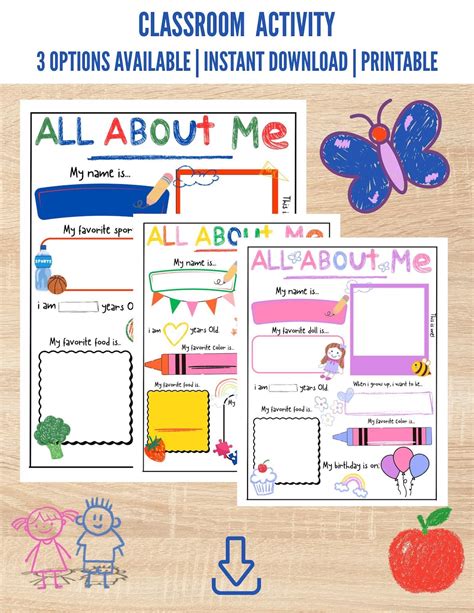 All About Me Template Back To School Activity Etsy