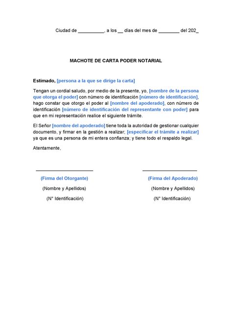 Machote De Carta Poder Notarial En Word Y Pdf