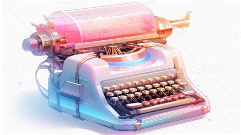 炫彩复古卡通打字机插画图片下载 正版图片402496087 摄图网
