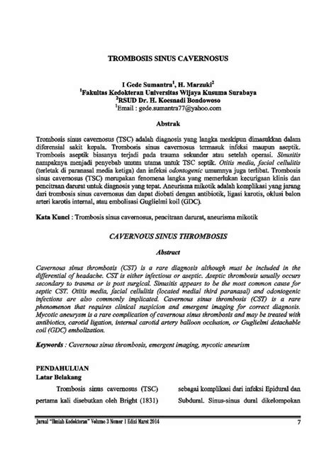 Pdf Trombosis Sinus Cavernosus Dokumentips