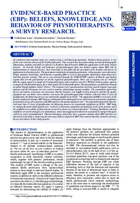 Pdf Evidence Based Practice Ebp Beliefs Knowledge And Behavior Of