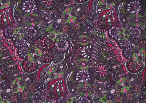 M And S Textiles Aboriginal Bush Tucker After Rain In Nt Purple By