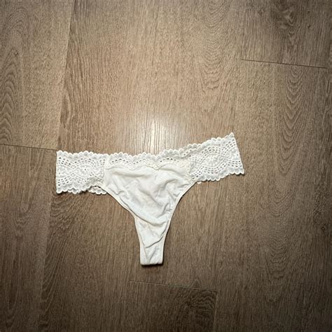 White Lace Panties Worn With No Staining Depop