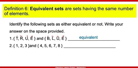 Solved Definition 6 Equivalent Sets Are Sets Having The Same Number