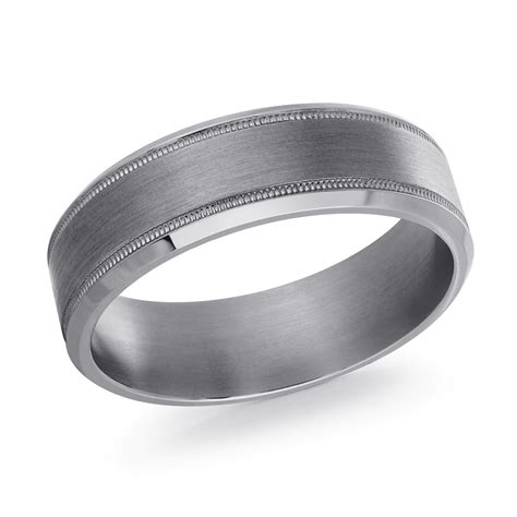 Tantalum 7mm Comfort Fit Wedding Band With Satin Finish Middle And