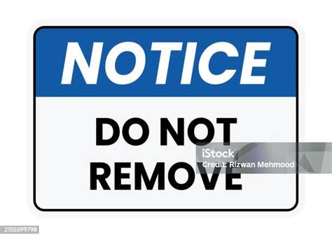 Do Not Remove Sign Label Sticker Template Banner Vector Stock