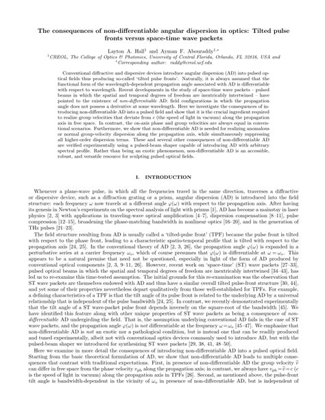 Pdf The Consequences Of Non Differentiable Angular Dispersion In