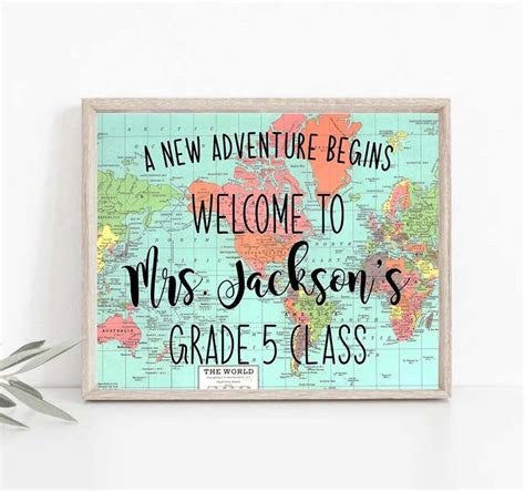 Teacher Classroom Door Sign Adventure Classroom Decor Custom Teacher