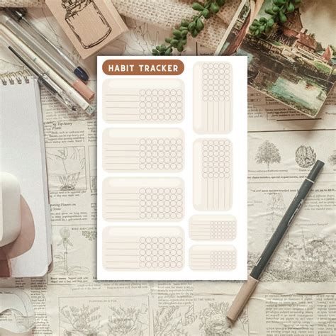 Habit Tracker Sticker Sheet For Journals And Planners Deco Sticker