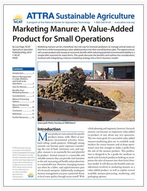 Marketing Manure A Value Added Product For Small Operations Attra