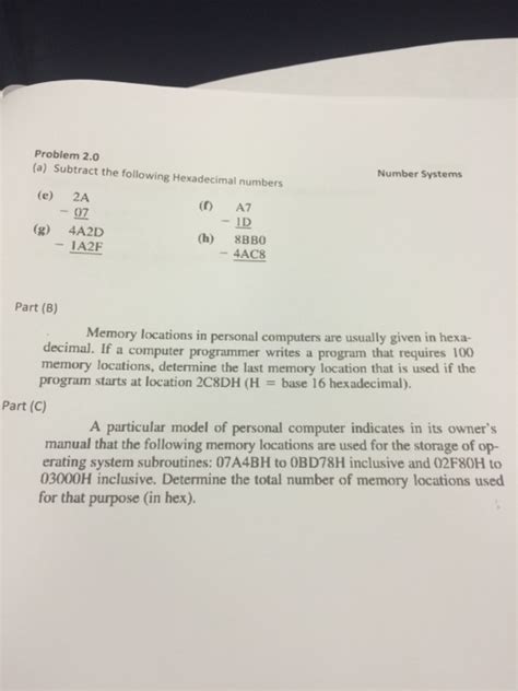 solved problem 2 0 a subtract the following hexadecimal