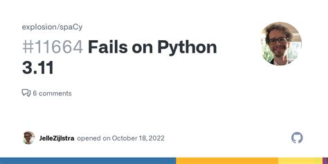 Fails On Python 311 · Issue 11664 · Explosionspacy · Github