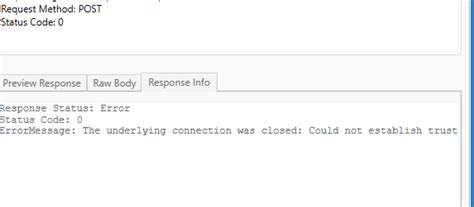 Error Message The Underlying Connection Was Closed Could Not Establish Trust Relationship For