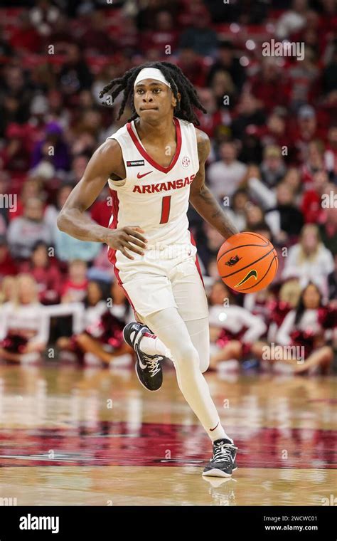 Keyon Menifield Jr 16th Jan 2024 1 Brings The Ball Across The Mid Court Line Arkansas