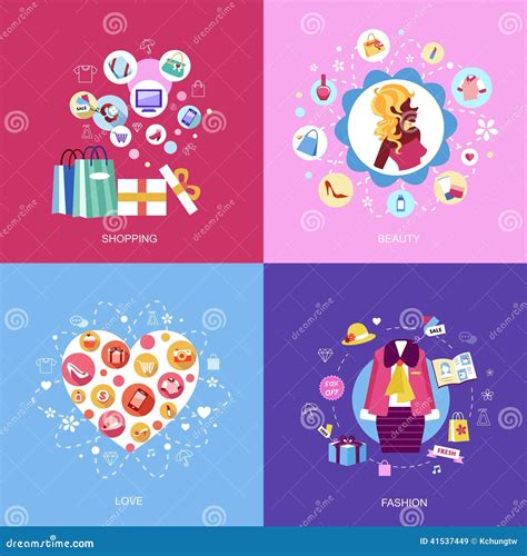 Set Of Flat Design Concept Icons Stock Vector Illustration Of Love