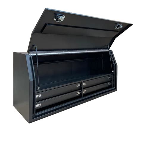 1700 X 600 X 820mm Black Flat Aluminium Full Side Opening 4 Drawer
