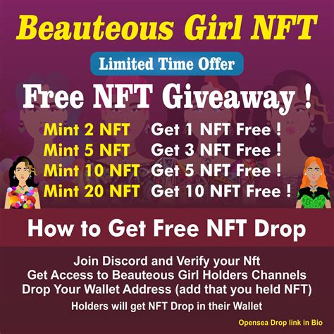 Free Drop Offer Beauteous Girl Nft Opensea Drop Link In Bio R Opensea