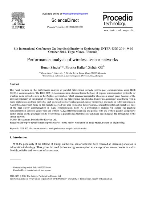 Pdf Performance Analysis Of Wireless Sensor Networks