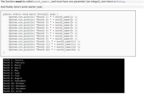 Solved Write A Function It Will Return The Name Of A Month Chegg Com