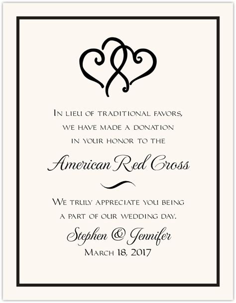 Custom Wedding Donation Cards For Your Charity Favors And Charitable