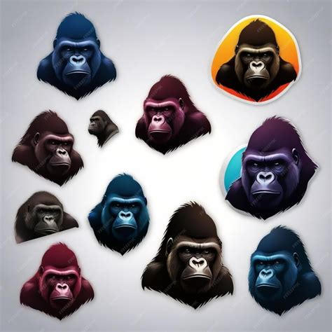 Premium Vector A Group Of Monkey Faces With A Circle Of Monkey Faces