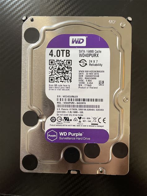 Western Digital WD40PURX 4TB 5.4K RPM 3.5'' SATA Internal HDD - Purple ...