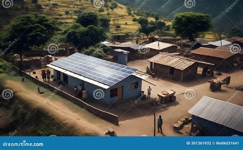 Solar Powered Microgrid Providing Energy To A Remote Village Stock Illustration Illustration