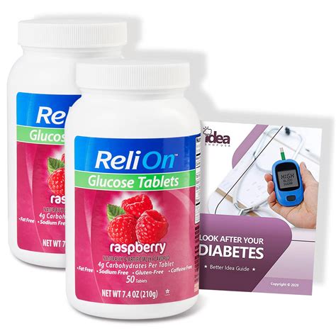 Relion Raspberry Glucose Tabs 200ct 2 Pack For Diabetes Complete