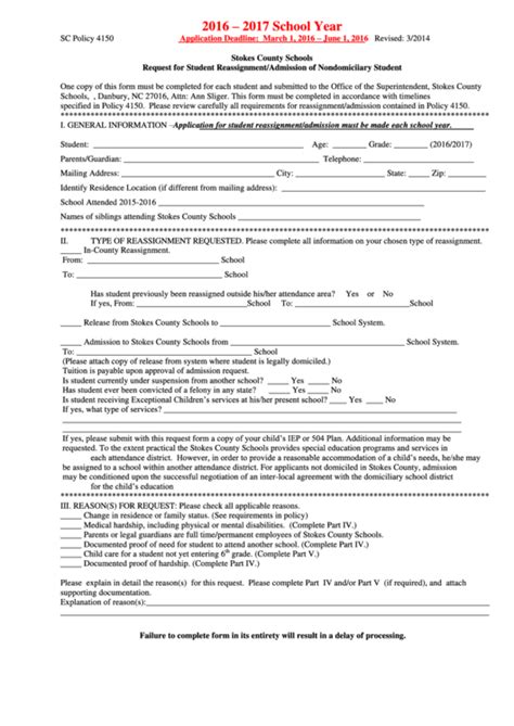 Request For Student Reassignmentadmission Of Nondomiciiary Student