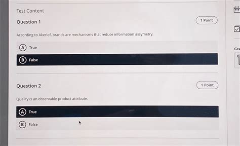 Solved Test Contentquestion 11 ﻿pointaccording To Akerlof