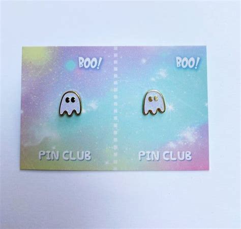 Tiny Ghost Duo Lapel Pins Or One To Share Etsy Lapel Pins Ghost Pins Cards