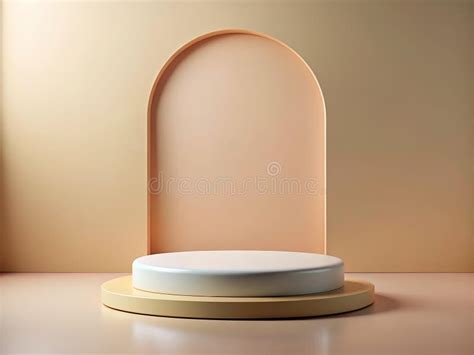 Minimalist Product Display Platform With Arch Background Stock