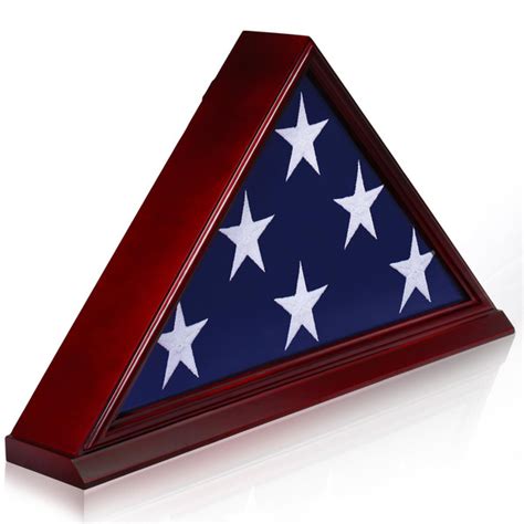 Anley Solid Wood Memorial Flag Display Case With Base Real Glass