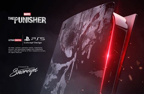 Ps5 Skin Cover Dedicated To Marvel Character The Punisher Letsgodigital