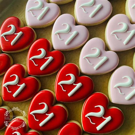 Happy 21st Birthday Cookies For Jenny Galletas Rojas Decoradas