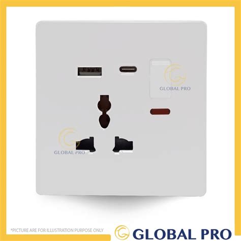 13a Universal Switch Socket Usb Port 2 1a Type C Fast Charging Usb