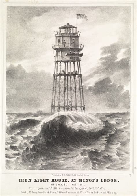 Iron Light House On Minots Ledge Off Cohasset Mass Bay Digital
