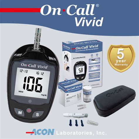 On Call Vivid Painless Blood Glucose Meter With 50 Test Strips 50