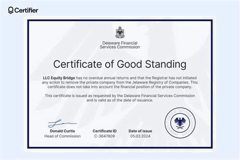 15 Certificates Of Good Standing