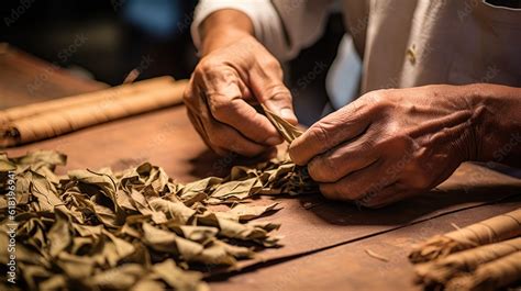 Traditional Tobacco Processing Making Cuban Cigars Generative Ai