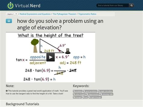 How Do You Solve A Problem Using An Angle Of Elevation Instructional