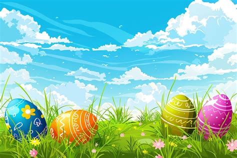 Easter Eggs In Grass Vector Illustration Premium Ai Generated Vector