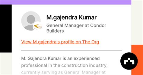 M Gajendra Kumar General Manager At Condor Builders The Org