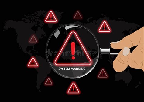 System Warning Or Potential Malicious Cyber Attack Alert Stock