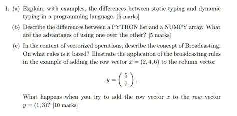 Solved 1 A Explain With Examples The Differences Between Static
