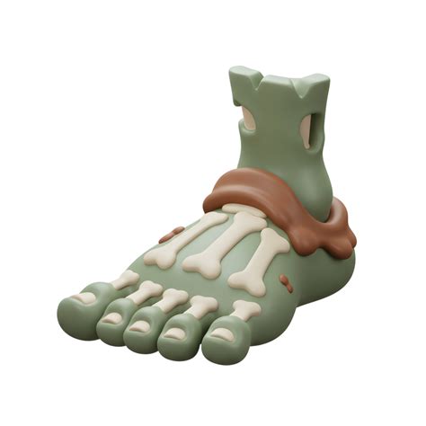 A Green Cartoon Zombie Foot With Visible Bones Is A Fun Addition To