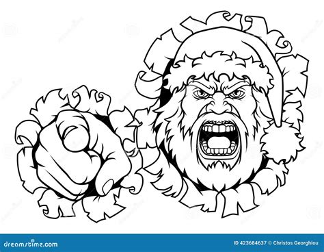 Angry Santa Claus Ho Ho Ho Vector Illustration Of A Scary And Angry